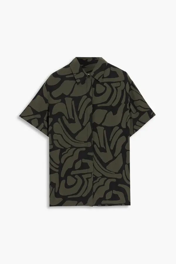 Matteau Printed Silk-crepe Shirt - Army Green
