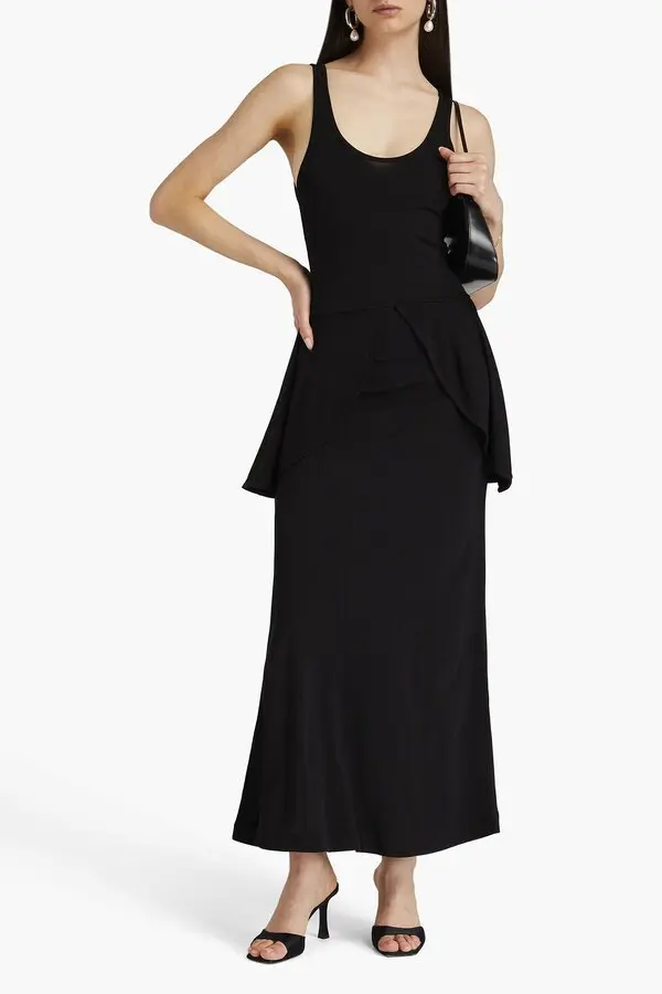 Bite Studios Petal Jersey Peplum Maxi Dress In Black - 85% Off |  Editorialist