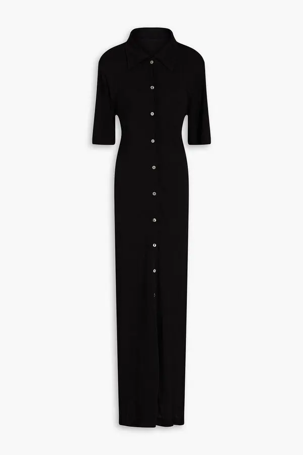 Bite Studios Openback Jersey Maxi Shirt Dress - Black