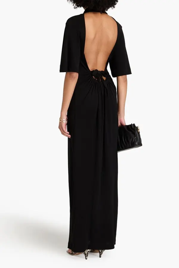 Bite Studios Openback Jersey Maxi Shirt Dress - Black