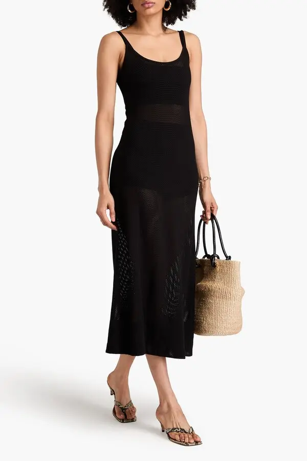 knee length dresses for ladies Prosperina Erica Midi Skirt In Navy Polka Dot Cotton main image 1