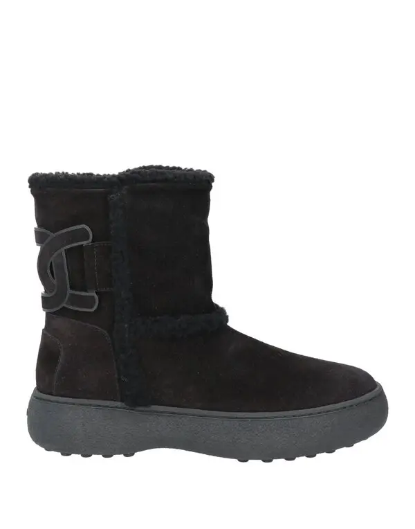 TOD'S Suede Ankle Boots With Shearling Lining - Black