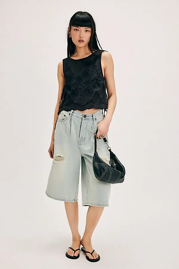 Free People Faded Gardens Tank - Washed Black