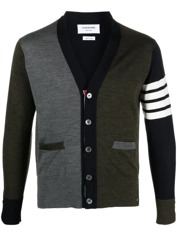 Thom Browne Colour-block Virgin Wool Cardigan