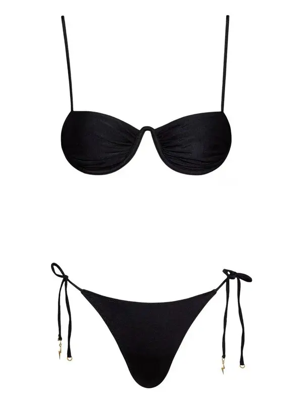NOIRE SWIMWEAR Monowire Satin Bikini Set - Black