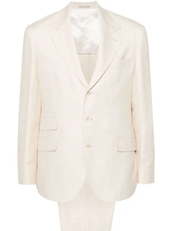 Brunello Cucinelli Single-breasted Linen-blend Suit - Neutrals