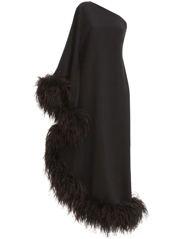 TALLER MARMO Ubud Feather-trim Maxi Dress - Black