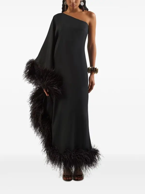 TALLER MARMO Ubud Feather-trim Maxi Dress - Black