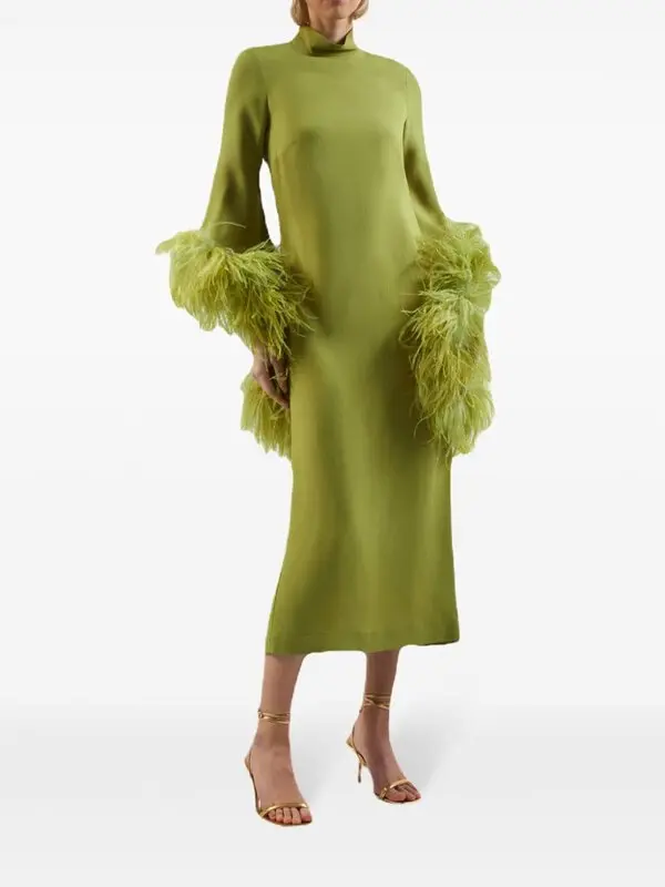 TALLER MARMO Del Rio Feather-trim Midi Dress