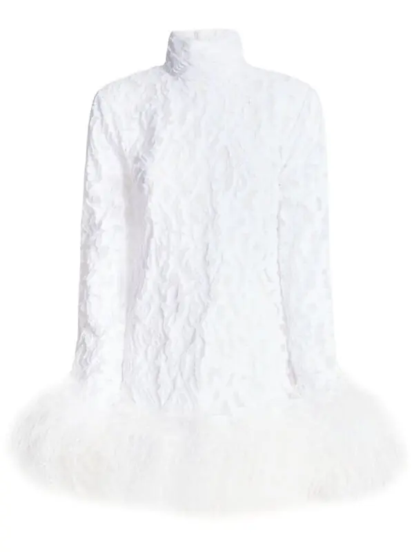TALLER MARMO Gina Feather-trim Minidress - White