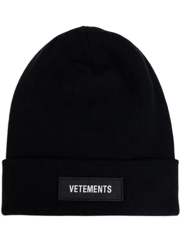 Vetements Logo Wool Beanie - Black