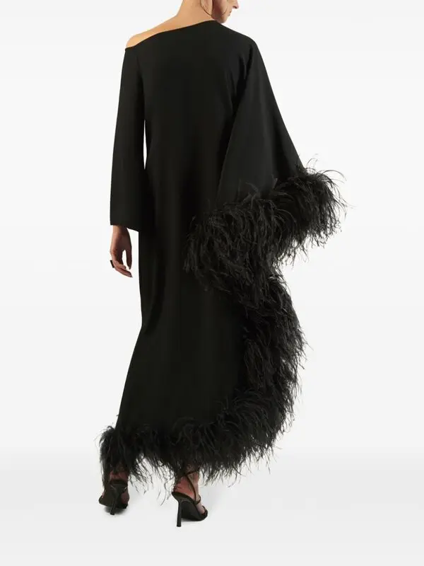 TALLER MARMO Ubud Feather-trim Maxi Dress - Black