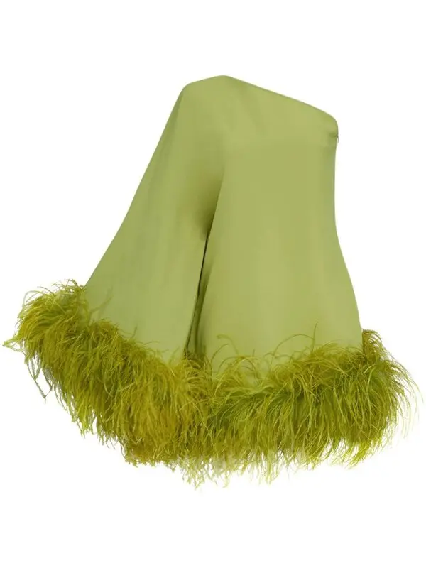 TALLER MARMO Piccolo Ubud Feather-trim Minidress - Green