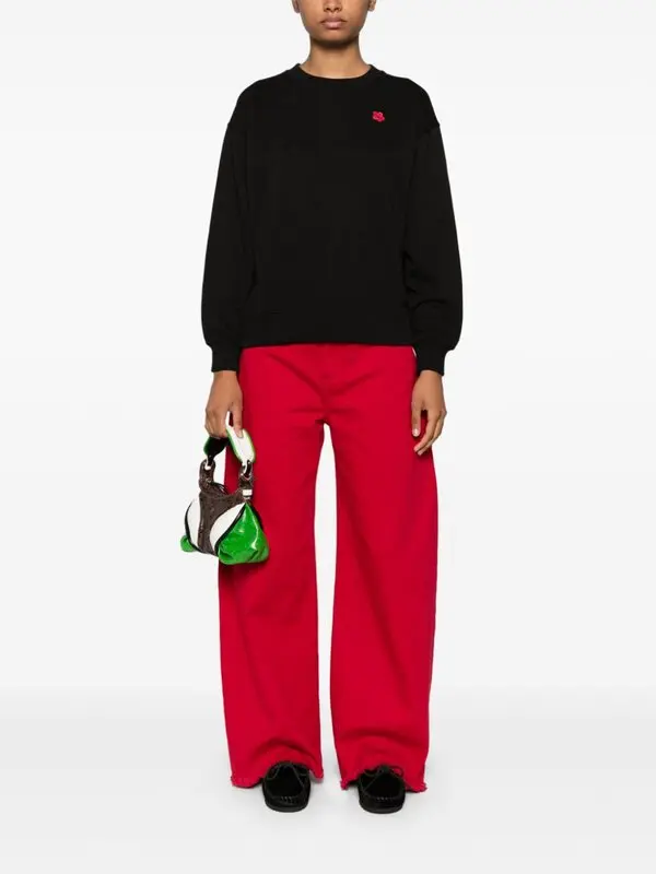 Kenzo Boke Flower-patch Cotton Sweatshirt - Black