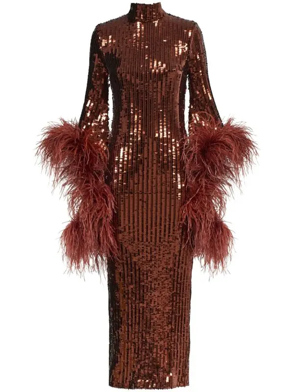 knee length dresses for ladies Cosmic Disco Sequined Long Sleeve Midi Dress Medium (4/6) / Iridescent main image 1