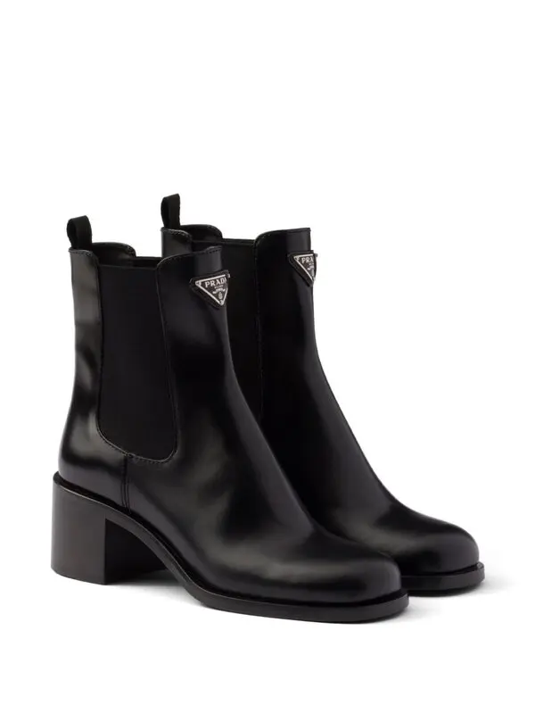 Prada Brushed-leather Booties