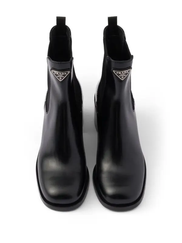 Prada Brushed-leather Booties