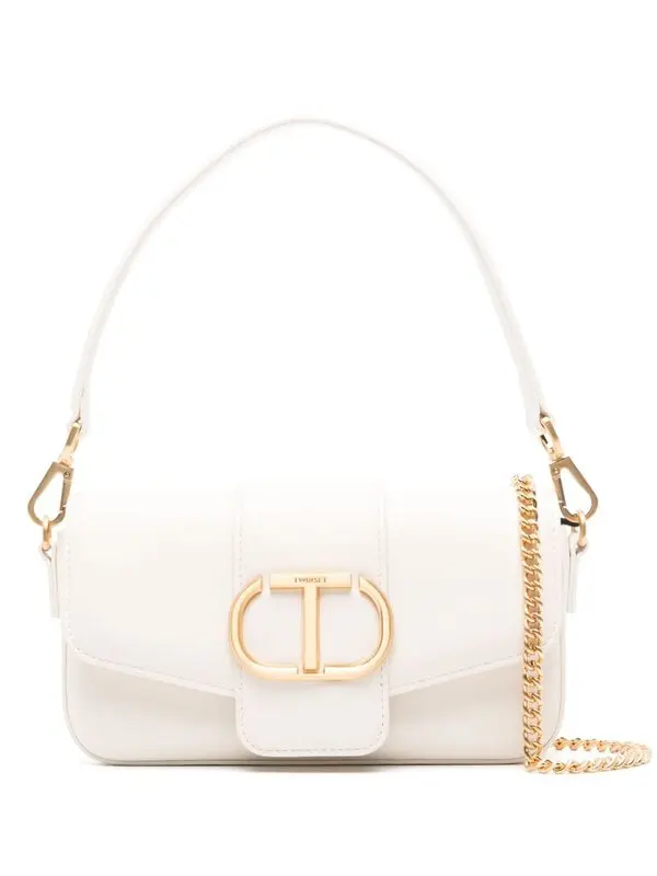 TWINSET Amie Leather Tote Bag - White