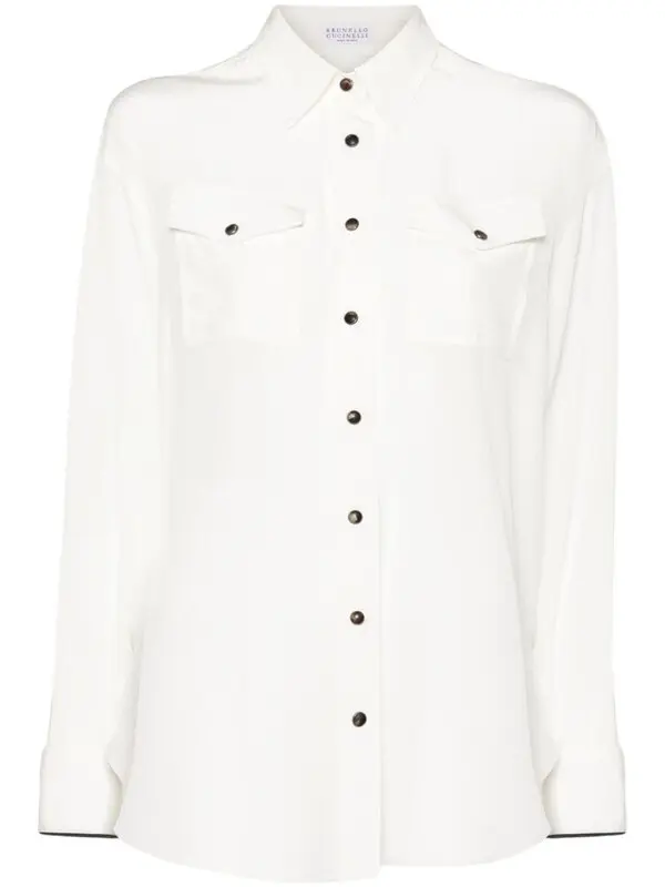 Brunello Cucinelli Chest-pockets Silk Shirt - Neutrals