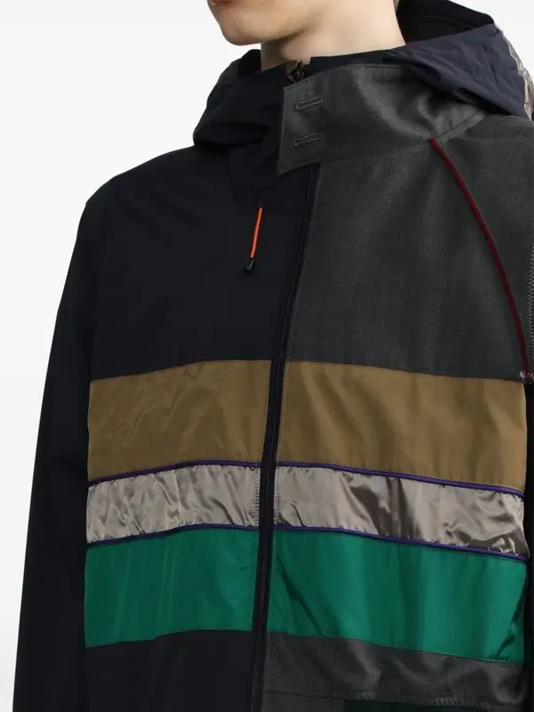 Kolor Contrasting-panel Hooded Jacket - Blue