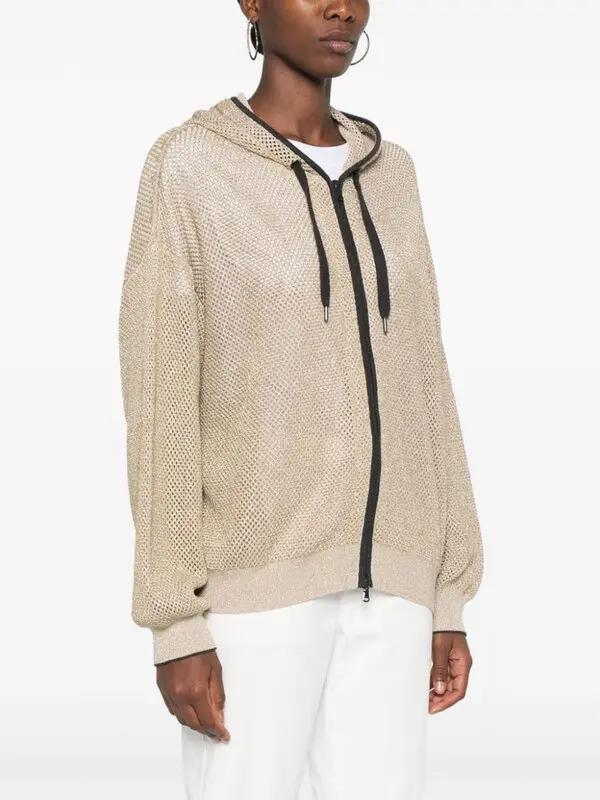 Brunello Cucinelli Open-knit Hooded Cardigan