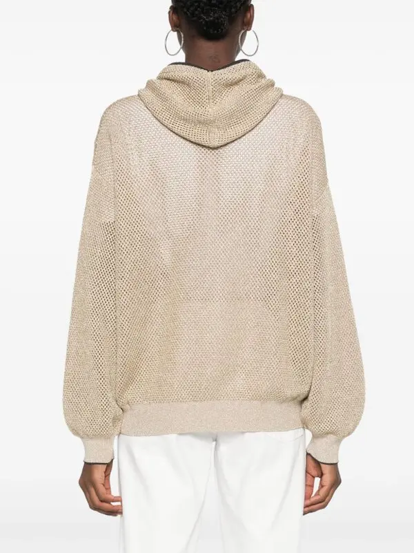 Brunello Cucinelli Open-knit Hooded Cardigan