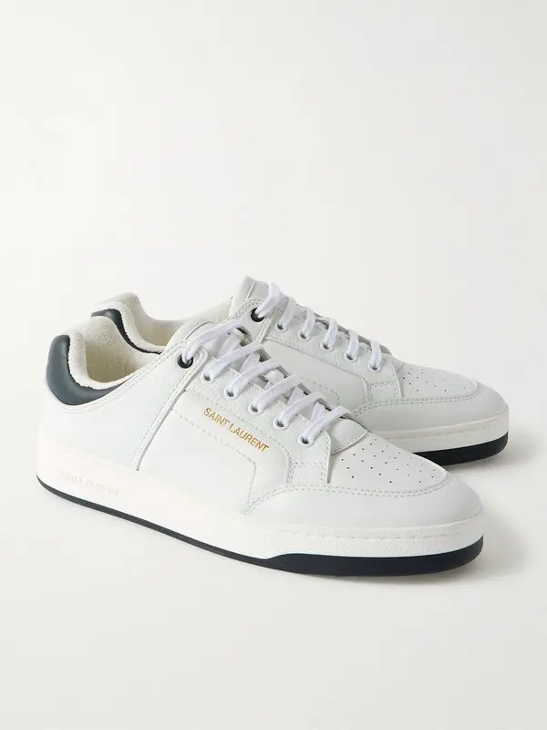 Saint Laurent Sl/61 Perforated Leather Sneakers - White