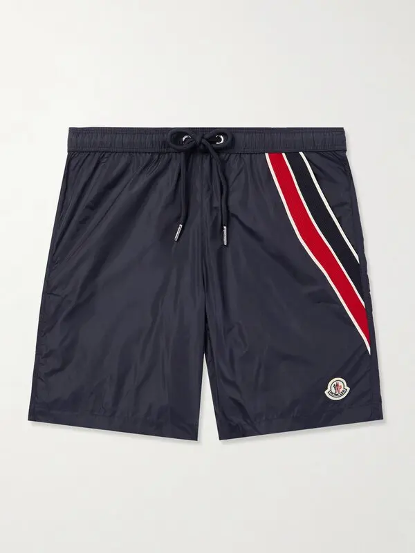 Moncler Straight-leg Mid-length Striped Swim Shorts - Blue
