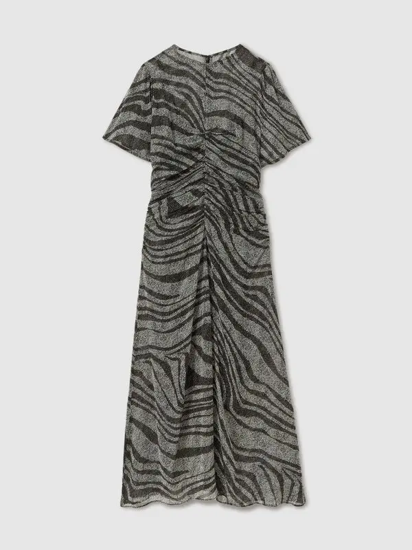 REISS Tabitha Animal Print Midi Dress