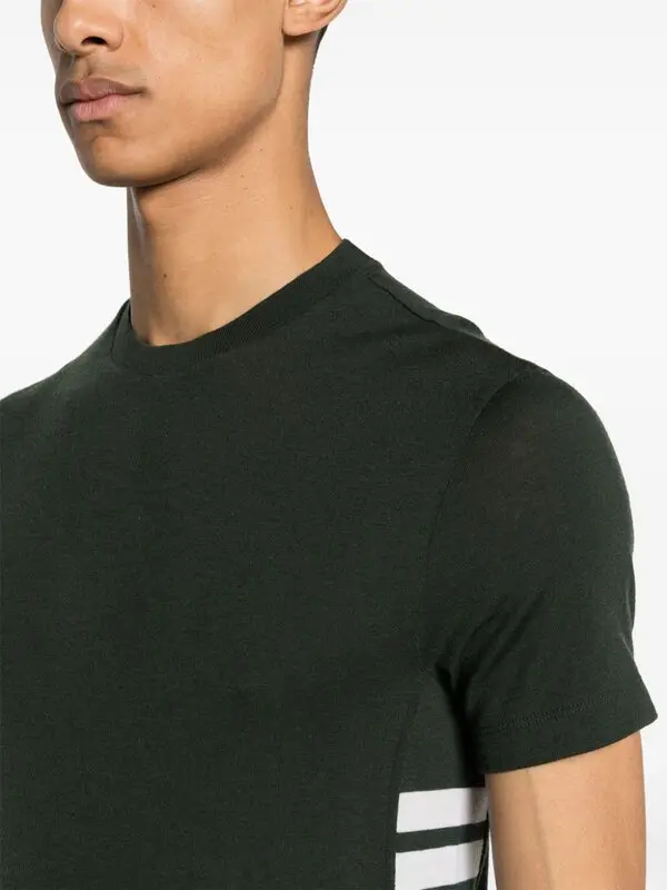 Thom Browne Stripe-detailing Wool T-shirt - Green