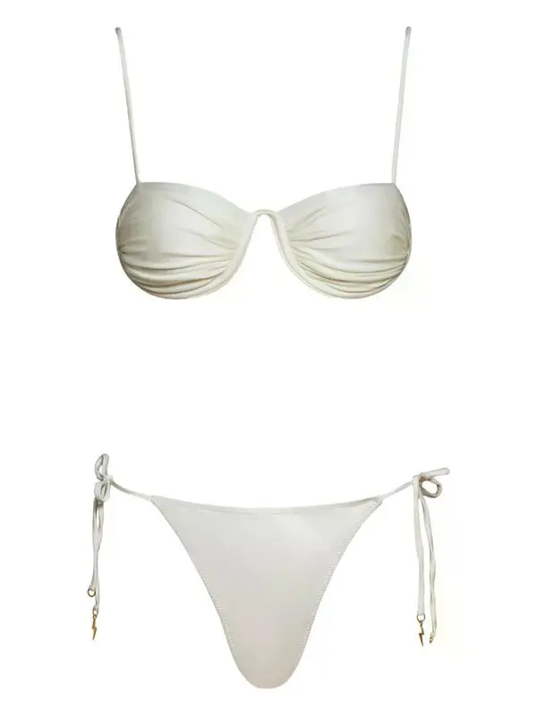 NOIRE SWIMWEAR Monowire Satin Bikini Set - White