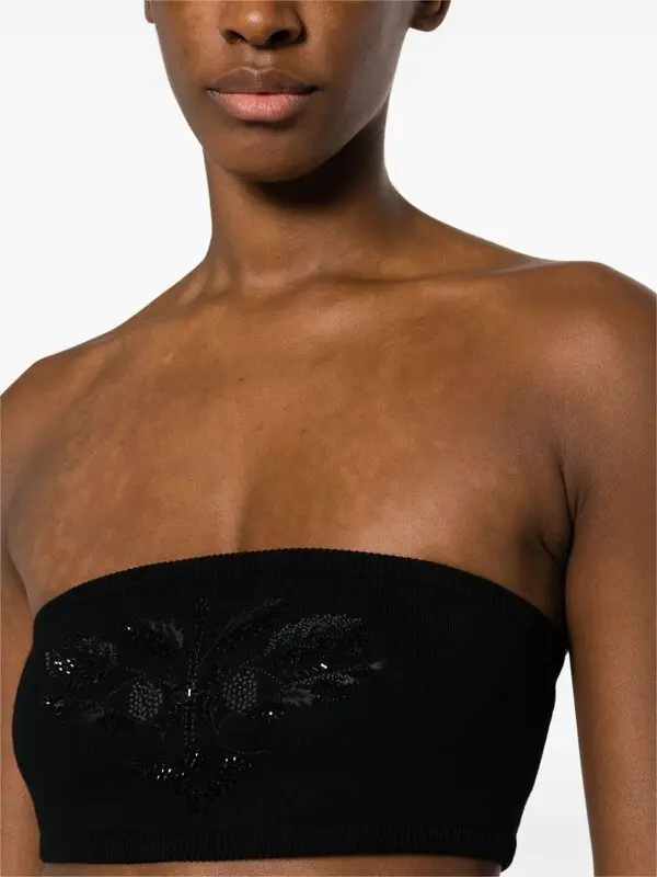 Max Mara Floral-embroidered Cropped Top