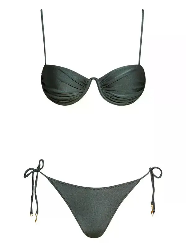 NOIRE SWIMWEAR Monowire Satin Bikini Set - Green