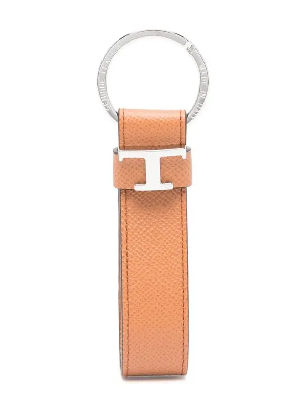 TOD'S Timeless Logo Leather Keyring - Neutrals