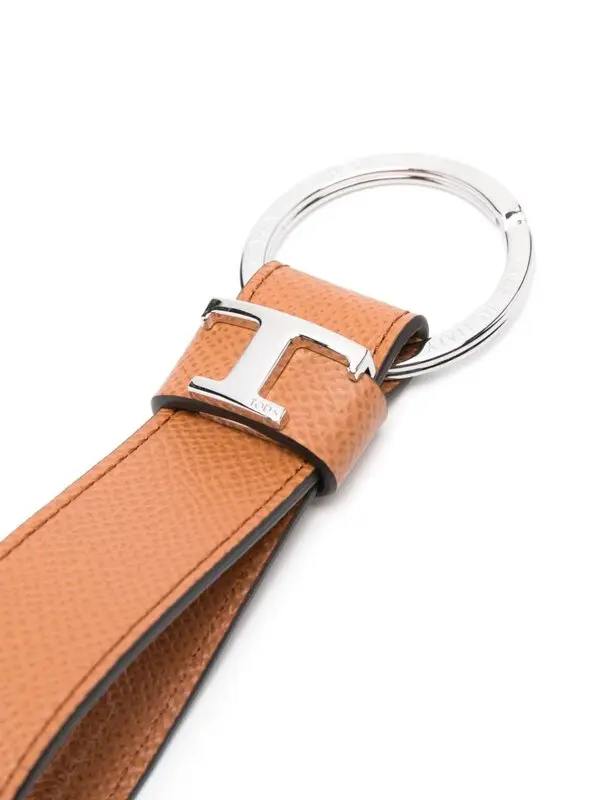 TOD'S Timeless Logo Leather Keyring - Neutrals