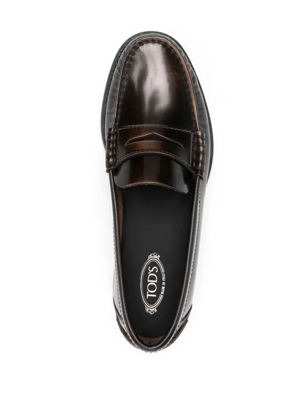 TOD'S Brushed-leather Loafers - Brown