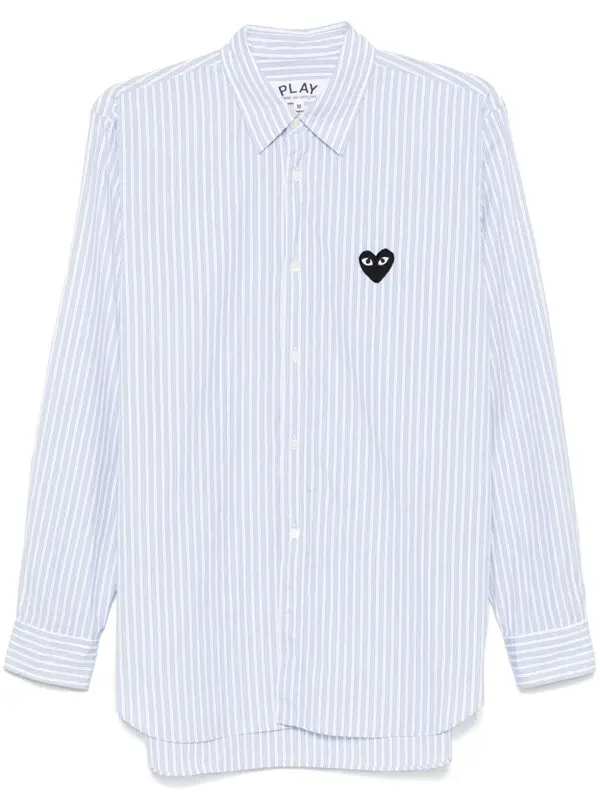 Play Comme Des Garcon Striped Shirt With Black Heart - White