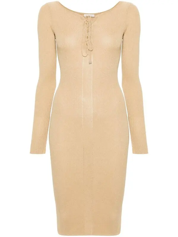 Patrizia Pepe Lurex-Detail Ribbed Midi Dress In Gold - 58% Off |  Editorialist