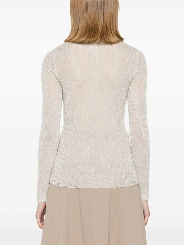 Pinko Lurex Ribbed Polo Sweater