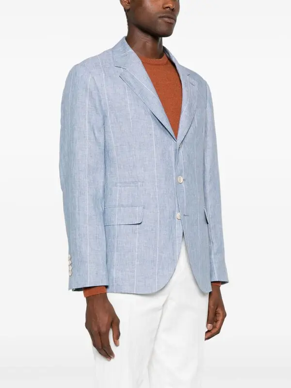 Brunello Cucinelli Striped Linen Blazer - Blue