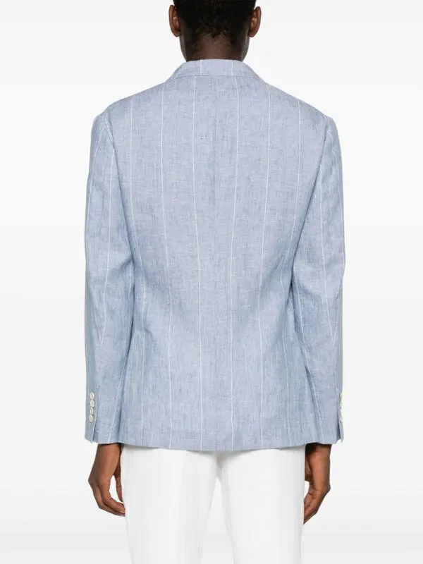 Brunello Cucinelli Striped Linen Blazer - Blue