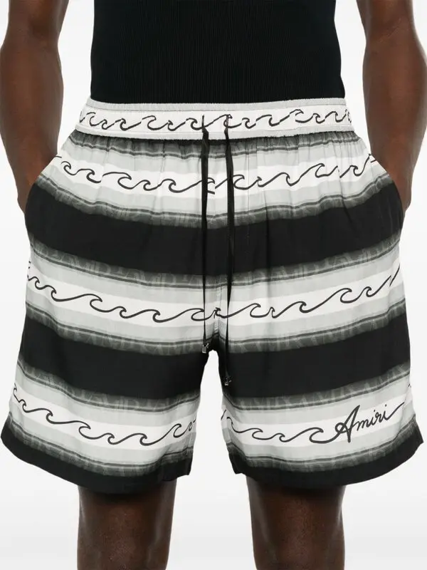 Amiri Wave Baja Striped Shorts