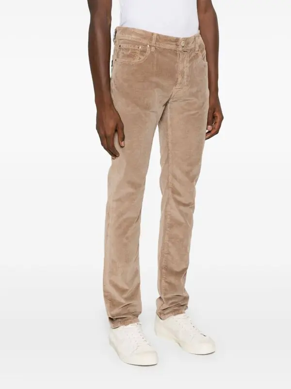 Jacob Cohen Logo-embroidered Corduroy Trousers - Neutrals
