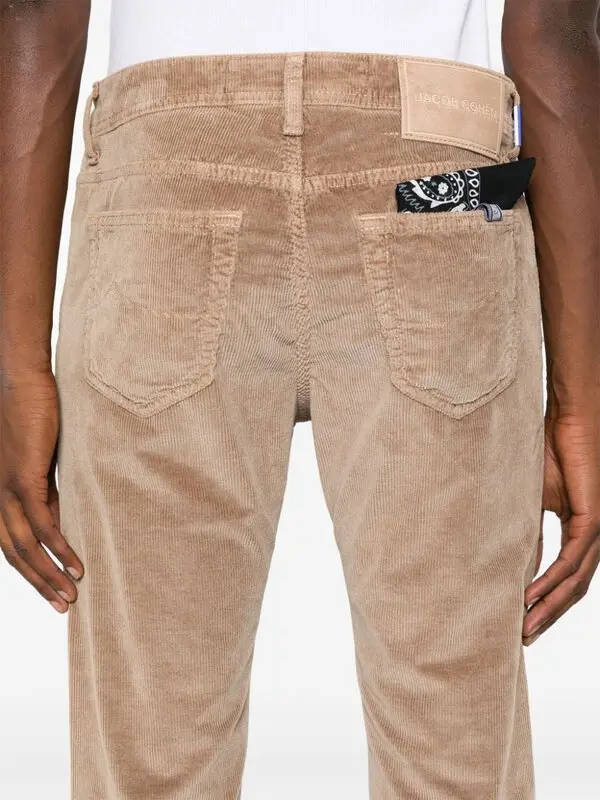Jacob Cohen Logo-embroidered Corduroy Trousers - Neutrals
