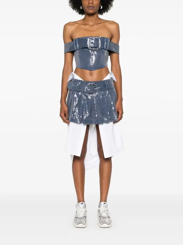 CHARLES JEFFREY Sequin-embellished Pleated Mini Skirt