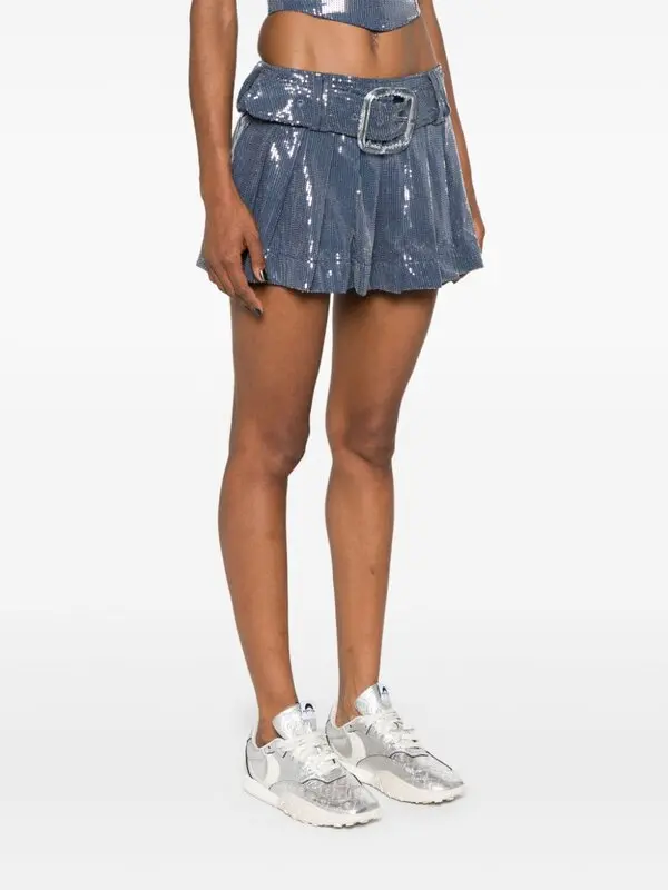 CHARLES JEFFREY Sequin-embellished Pleated Mini Skirt