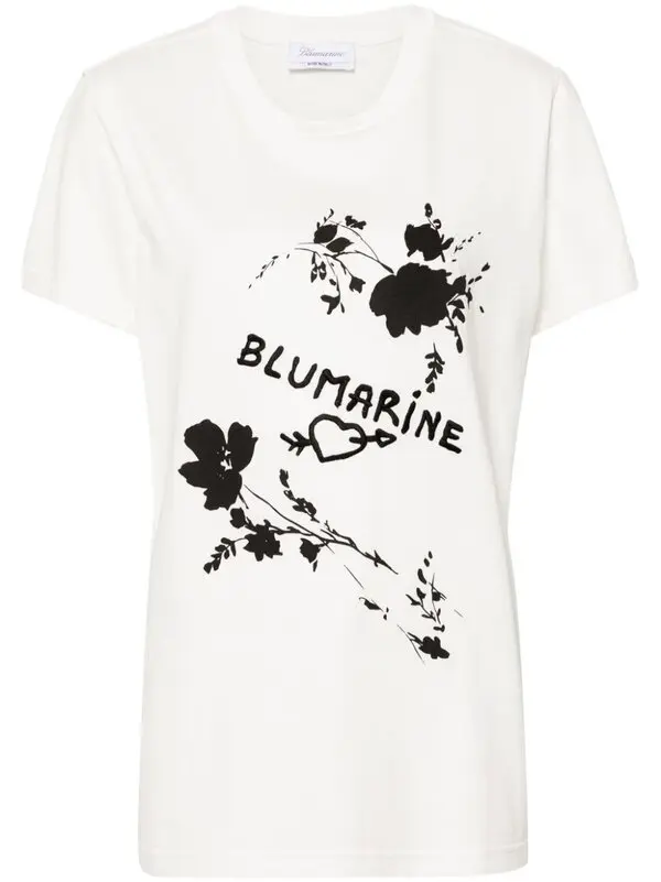Blumarine Logo-embroidered T-shirt - White