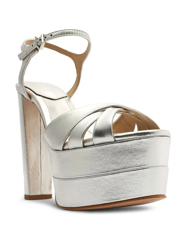 Schutz Keefa High Crossover Platform Sandals - Prata