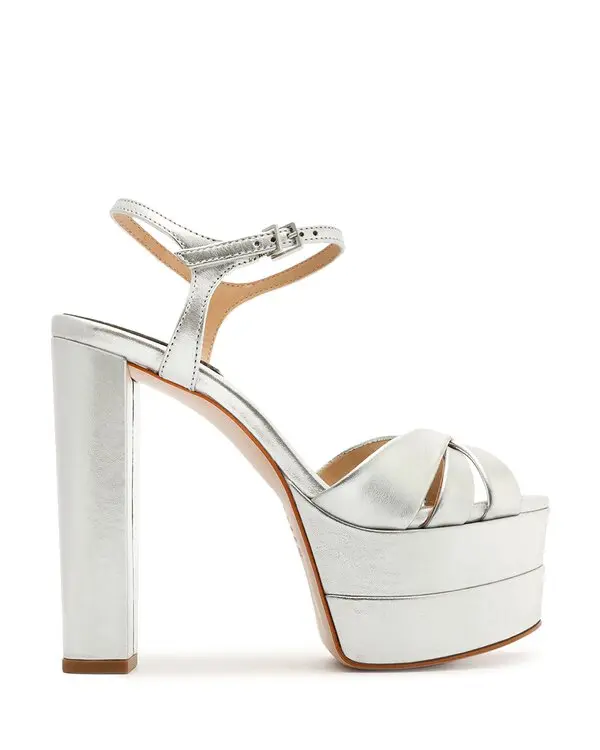 Schutz Keefa High Crossover Platform Sandals - Prata