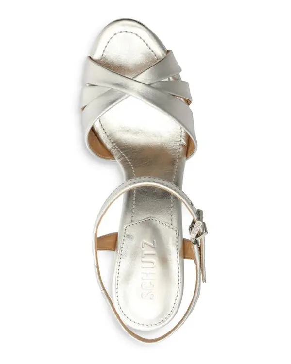 Schutz Keefa High Crossover Platform Sandals - Prata